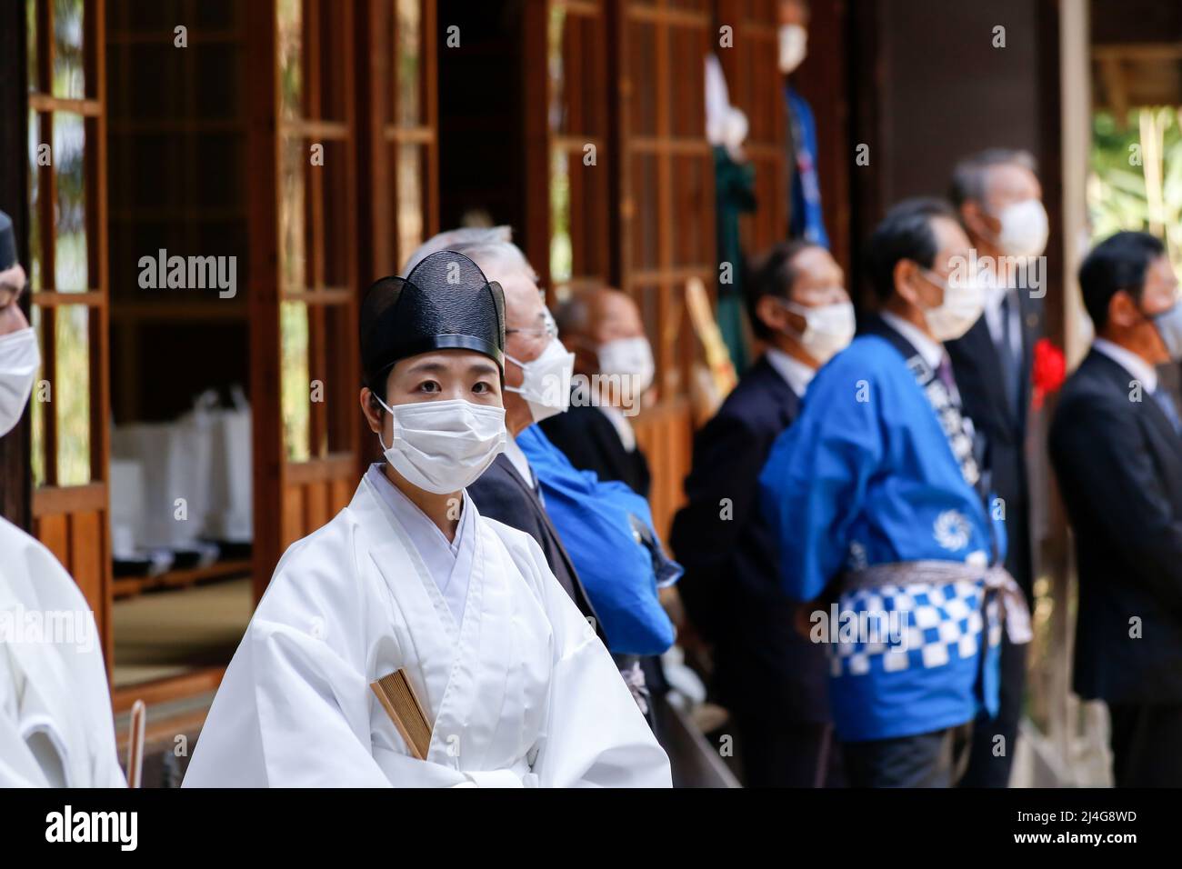 iida, nagano, japan, 2022/09/04 , Shinto priests preparing for the ...