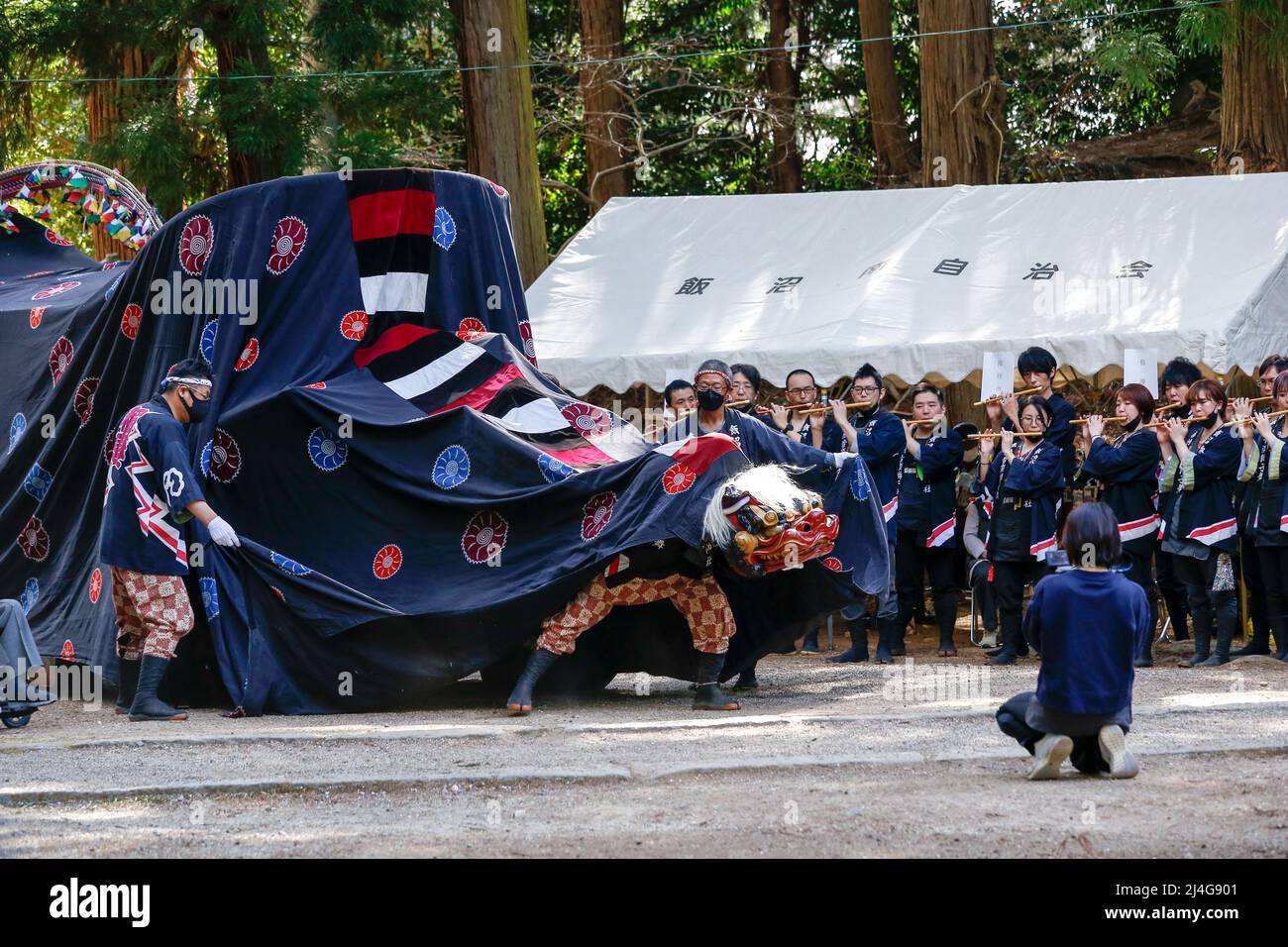 iida, nagano, japan, 2022/09/04 , the shishimai performance (lion dance ...