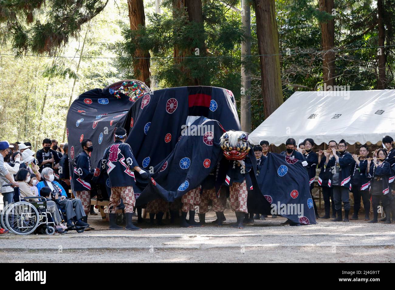 iida, nagano, japan, 2022/09/04 , the shishimai performance (lion dance ...