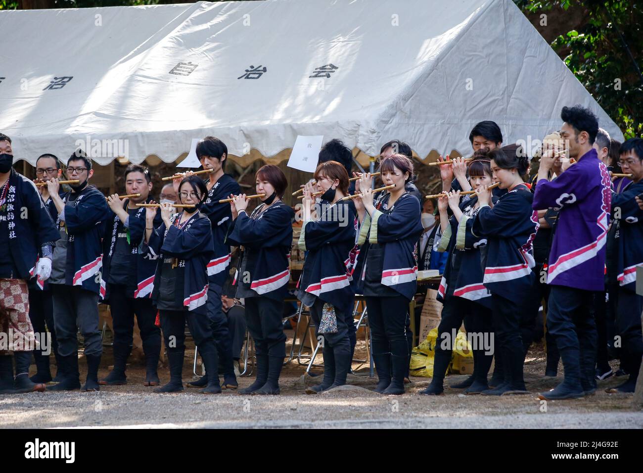 iida, nagano, japan, 2022/09/04 , musicians playing traditional music ...