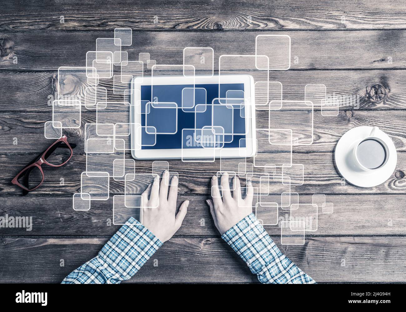 Concept of social communication and networking with media user ...