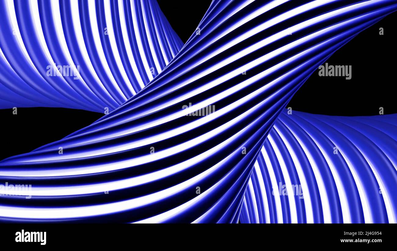 Rotating 3d spirals on black background. Design. Repeating 3d spirals ...