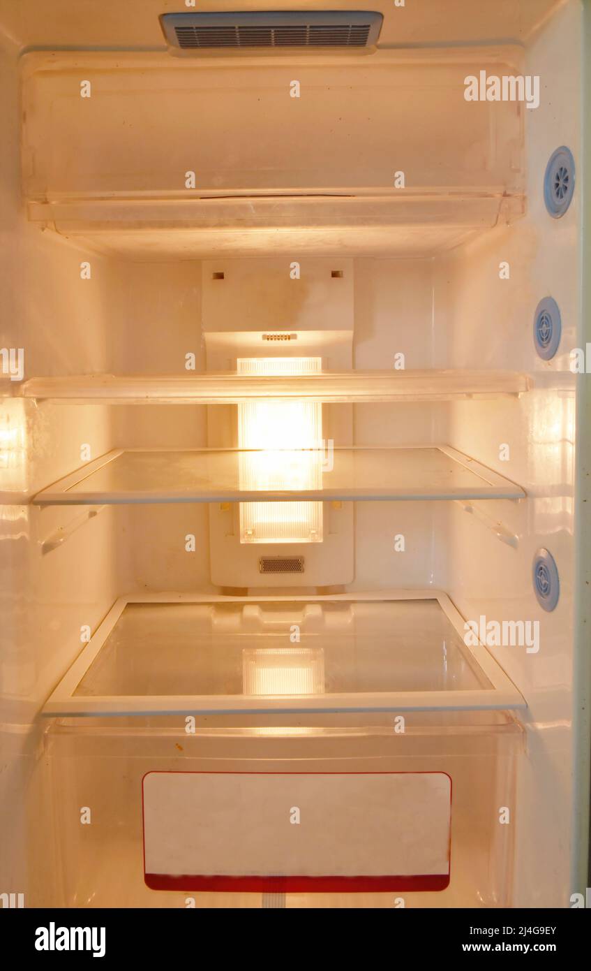 empty refrigerator after cleaning and prepare to contain food Stock ...