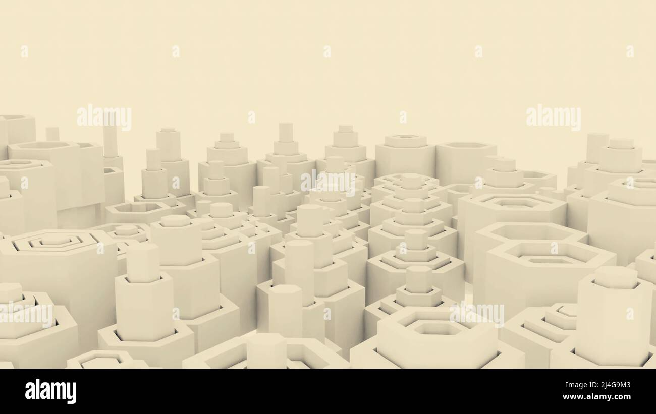 3d Columns move in waves. Design. Columns of different sizes move in ...