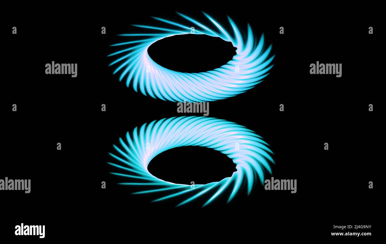 3D rotating ring with reflection on black background. Design. Mirror ...