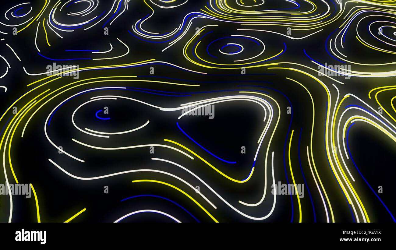 Black background. Motion.Multicolored rays draw swirling patterns in ...