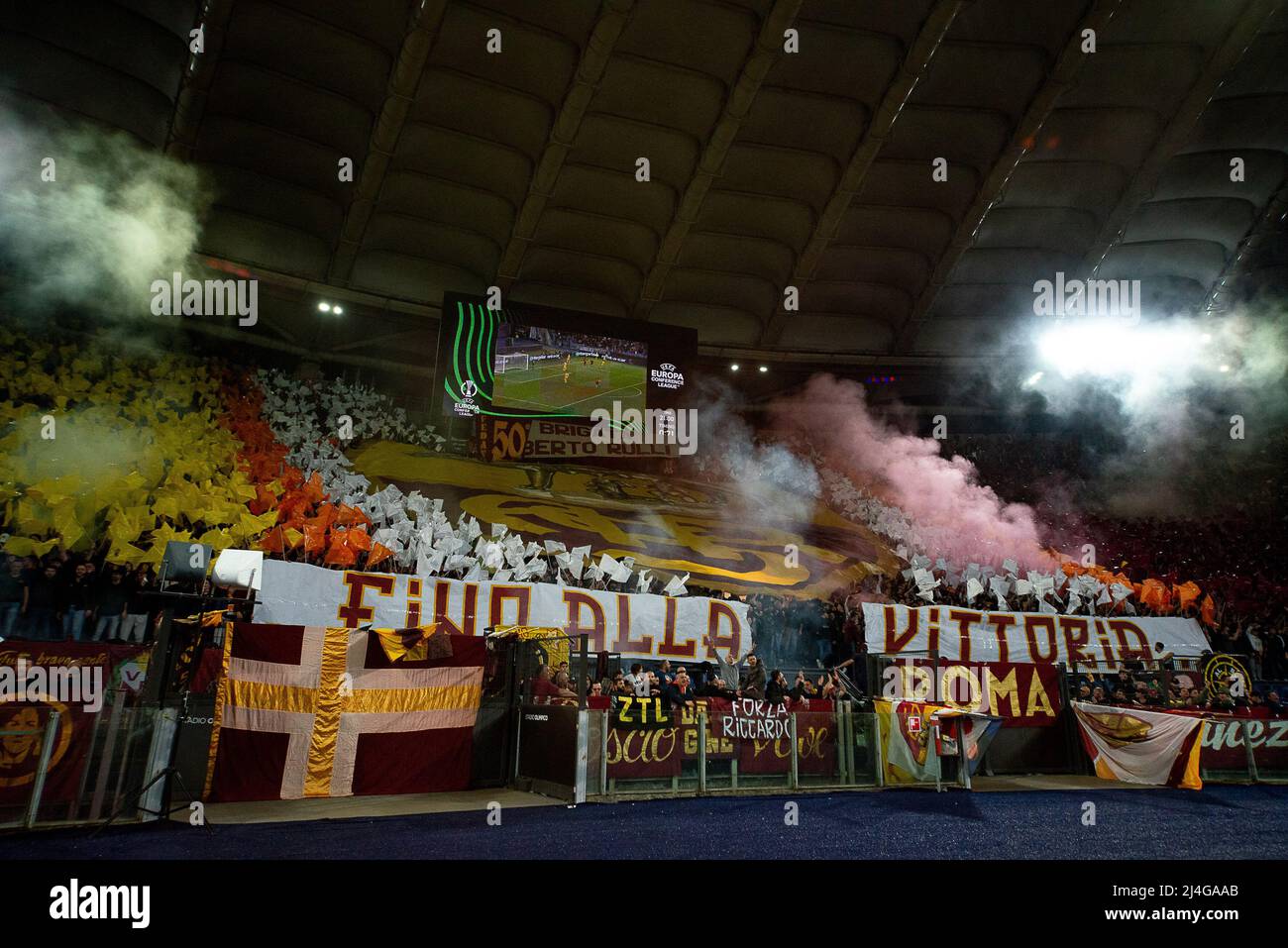 Roma’s supporters during football Uefa Europa Conference League Match ...