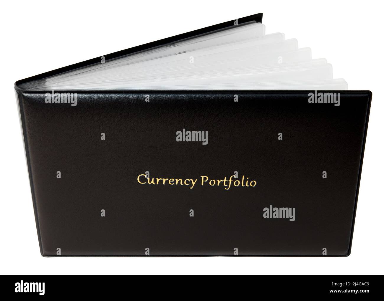 Currency Album for Coins and Banknote Money Collection over white Stock ...