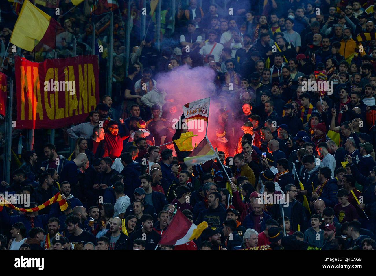 Roma’s supporters during football Uefa Europa Conference League Match ... Roma’s supporters during football Uefa Europa Conference League Match ...