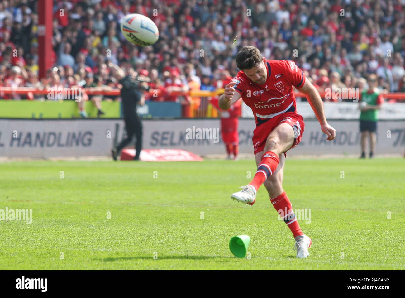Lachlan Coote #1 of Hull KR kick the conversion kick Stock Photo - Alamy