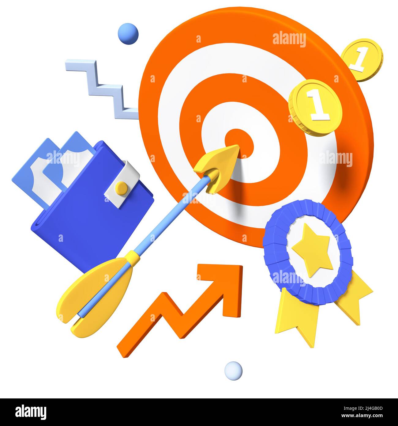 Reach the goal and win - modern realistic 3d illustration Stock Photo ...