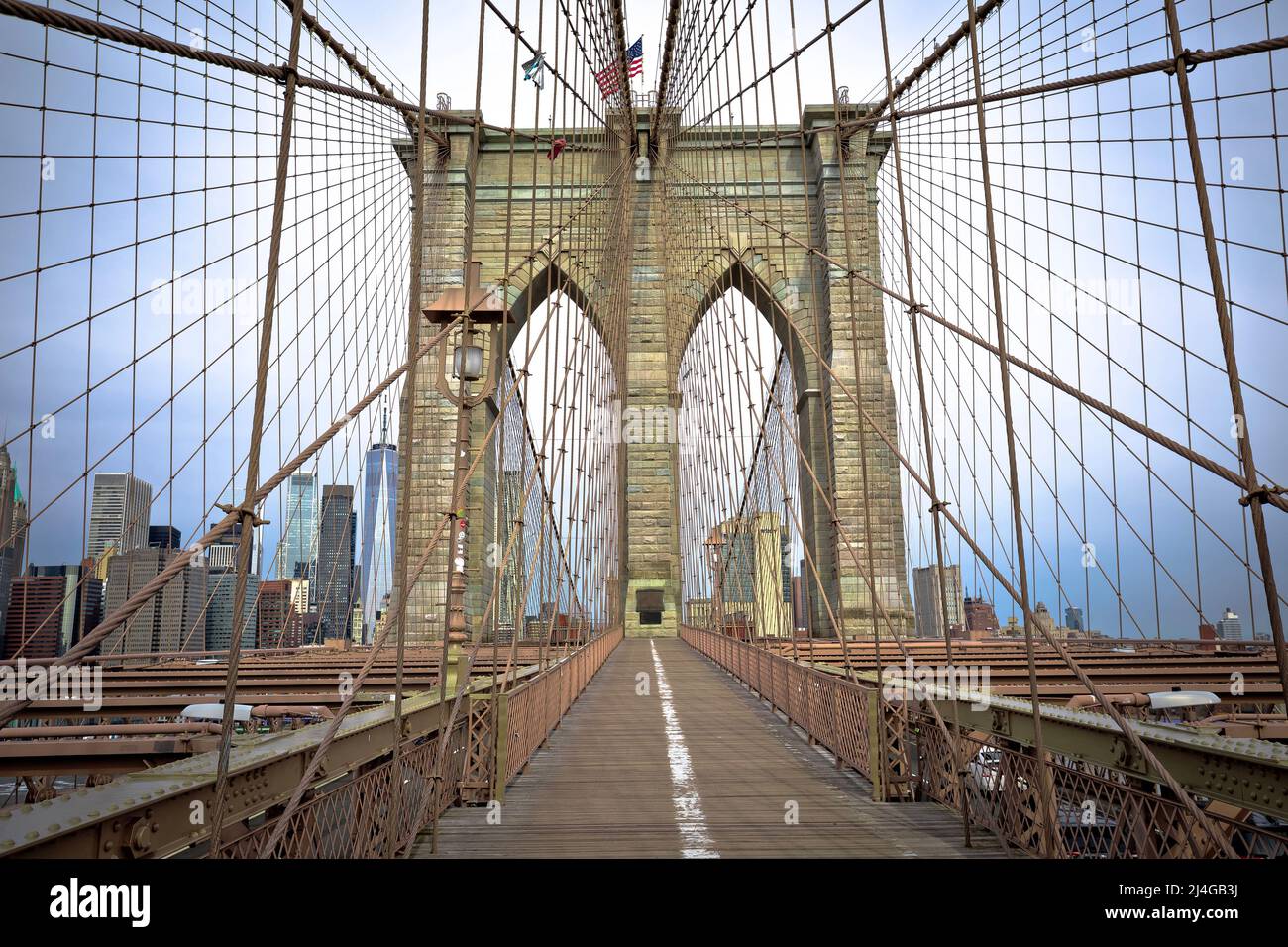 Brooklyn bridge in New York City architecture view, United states of ...