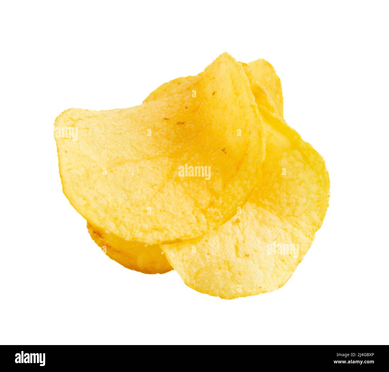 Potato chips or crisps. Top view of potato chips isolated on white ...