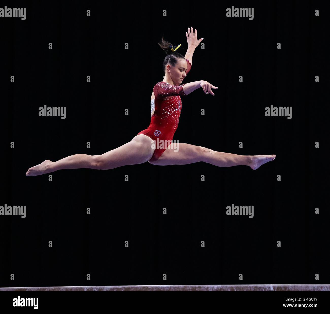 April 14, 2022: Alabama's Shallon Olsen leaps into the air during her ...