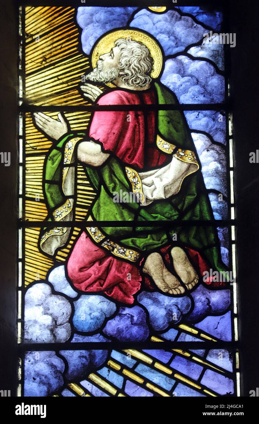 Detail of a stained glass window by Burlison & Grylls depicting Elijah ...