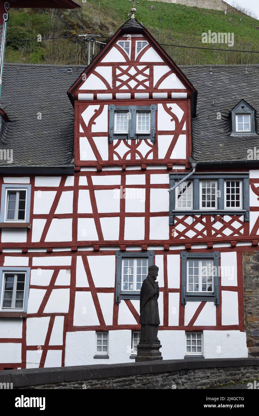 medieval statue on the Elz bridge in Monreal Stock Photo - Alamy