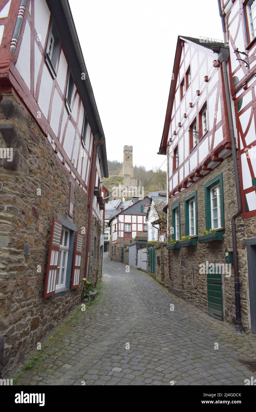the narrow streets of Monreal Stock Photo - Alamy