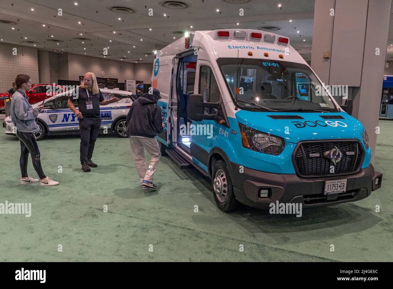 A Doc Go electric ambulance sits on display at the International Auto ...