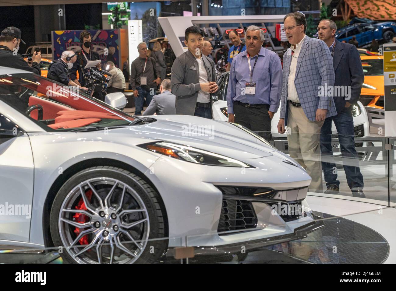 A 2023 Chevrolet Corvette Z06 on display at the International Auto Show press preview at the ...