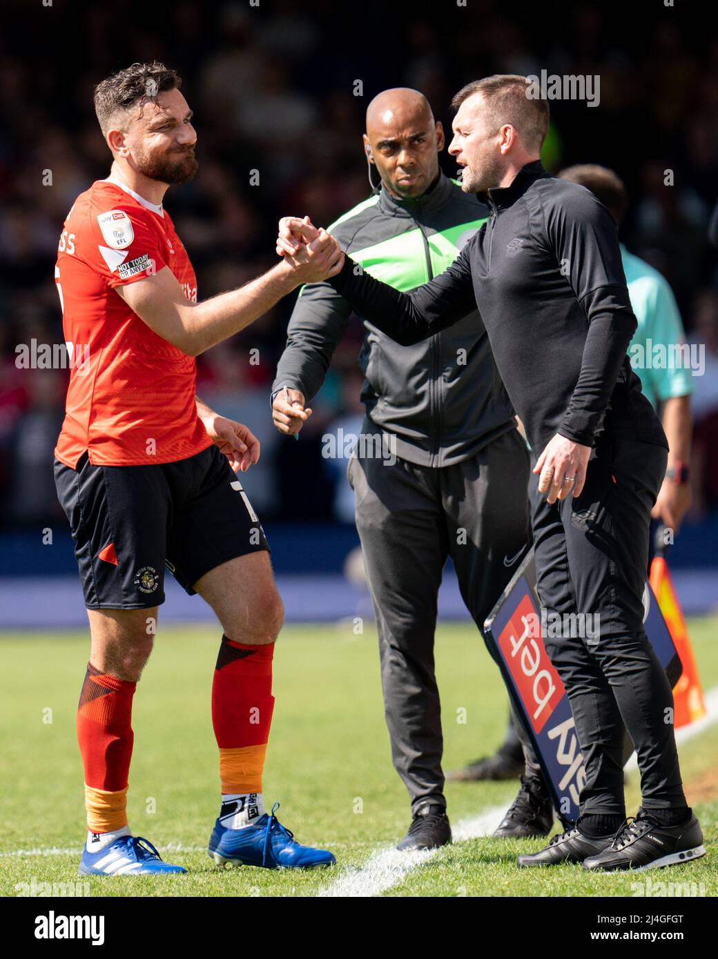 Robert Snodgrass #12 of Luton Town is substituted and Nathan Jones ...