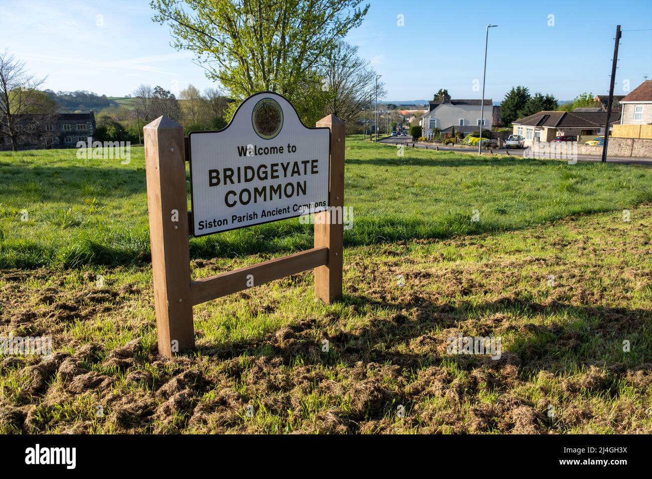 Welcome sign to Bridgeyate, Siston, Bristol (Apr 22 Stock Photo - Alamy