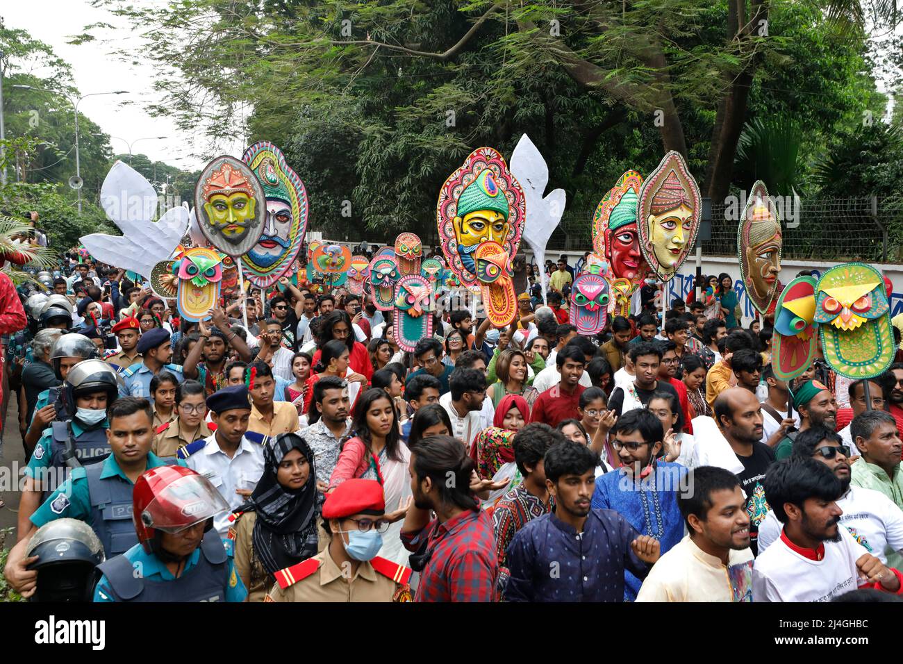 Dhaka, Bangladesh - April 14, 2022: Bangladeshi people attend Mangal ...