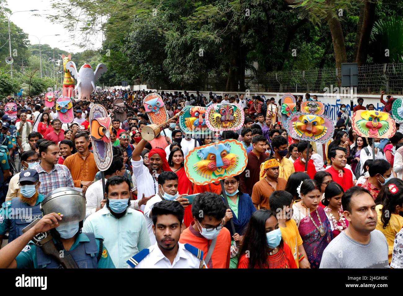 Dhaka, Bangladesh - April 14, 2022: Bangladeshi people attend Mangal ...