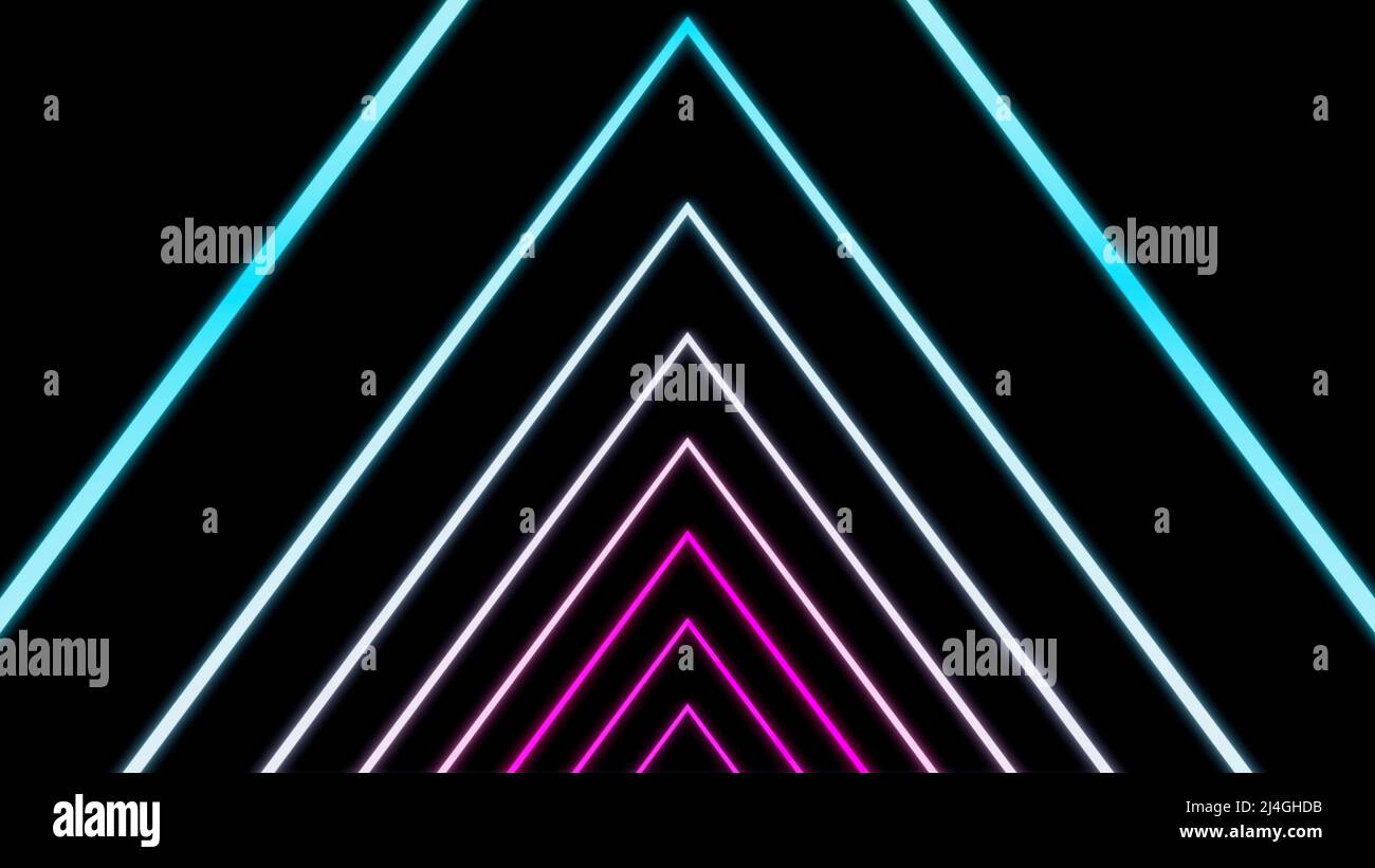 A black triangular tunnel. Design. Shimmering triangles that go like a ...