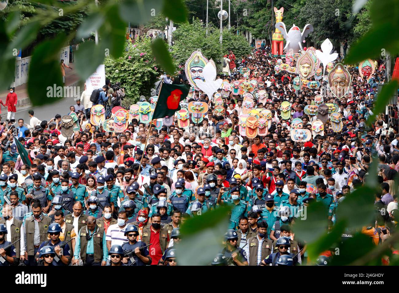 Dhaka, Bangladesh - April 14, 2022: Bangladeshi people attend Mangal ...