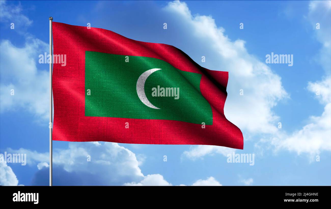 Abstract flag of the Republic of Maldives with the crescent on green ...