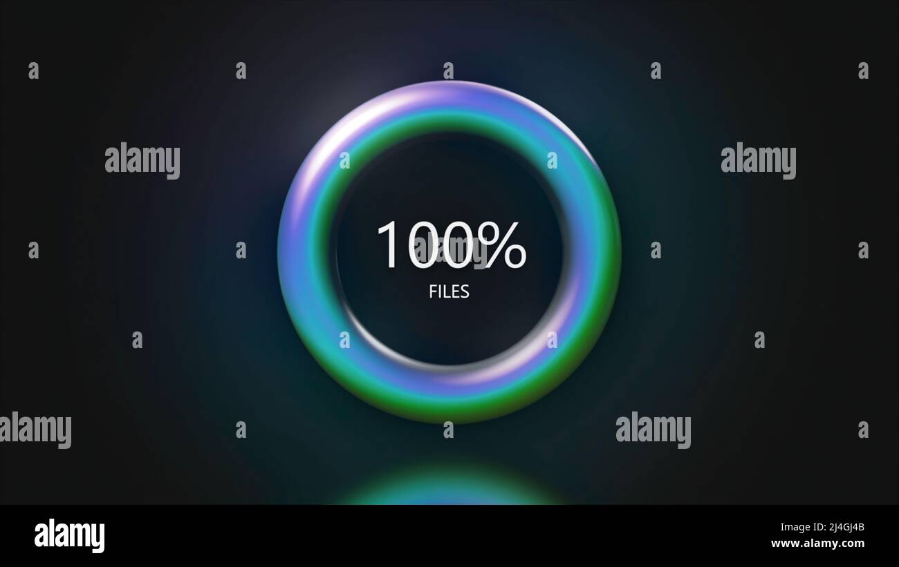 Ring with loading and percentages. Motion. Glowing line moves in ring ...