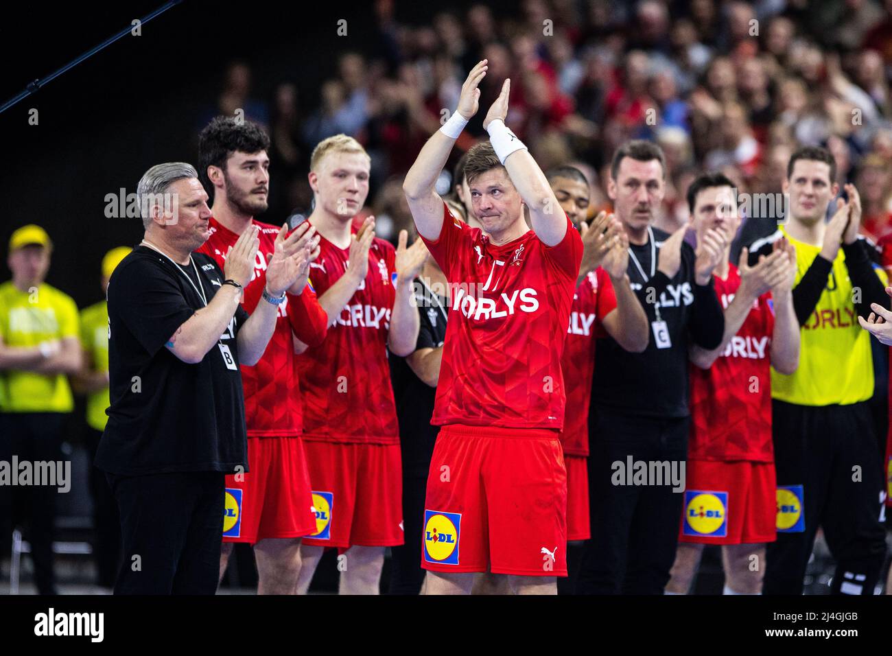 Copenhagen, Denmark. 14th Apr, 2022. Lasse Svan (17) of Denmark is ...