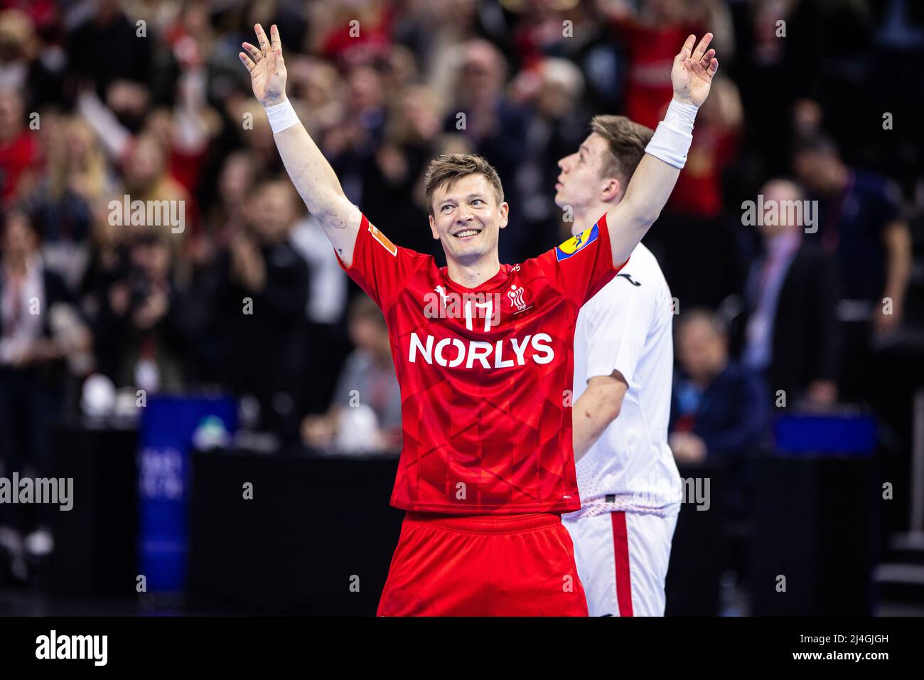 Copenhagen, Denmark. 14th Apr, 2022. Lasse Svan (17) of Denmark is ...