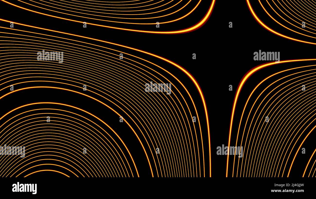 Curved lines are distorted in computer space. Design. Neon curved lines ...