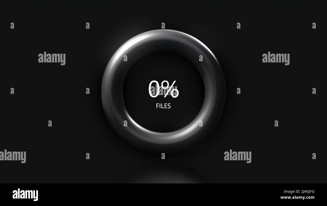 Ring with loading and percentages. Motion. Glowing line moves in ring ...
