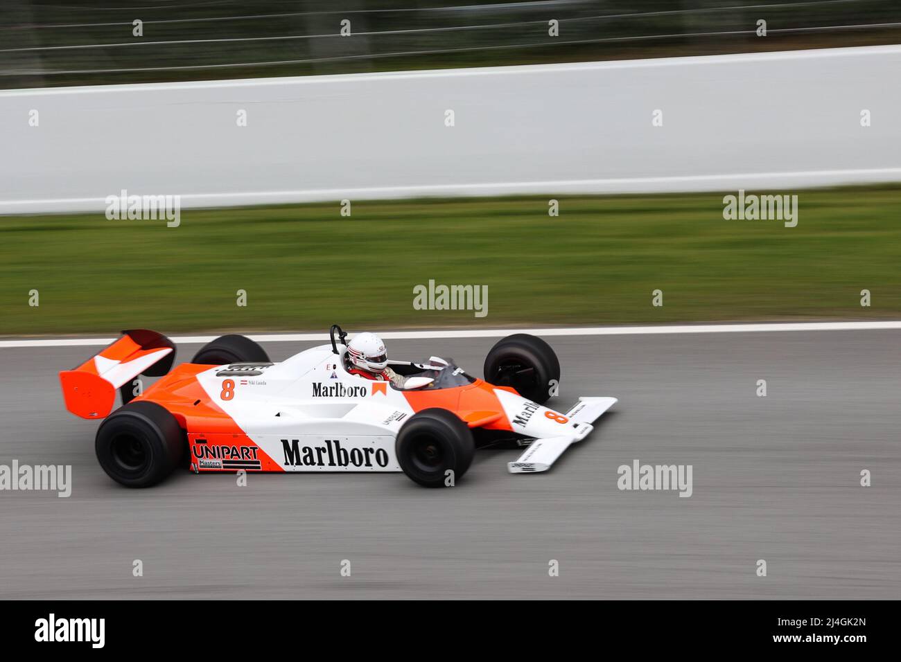 1983 McLaren MP4/1B Formula 1 car taking part in Masters Racing Legends ...