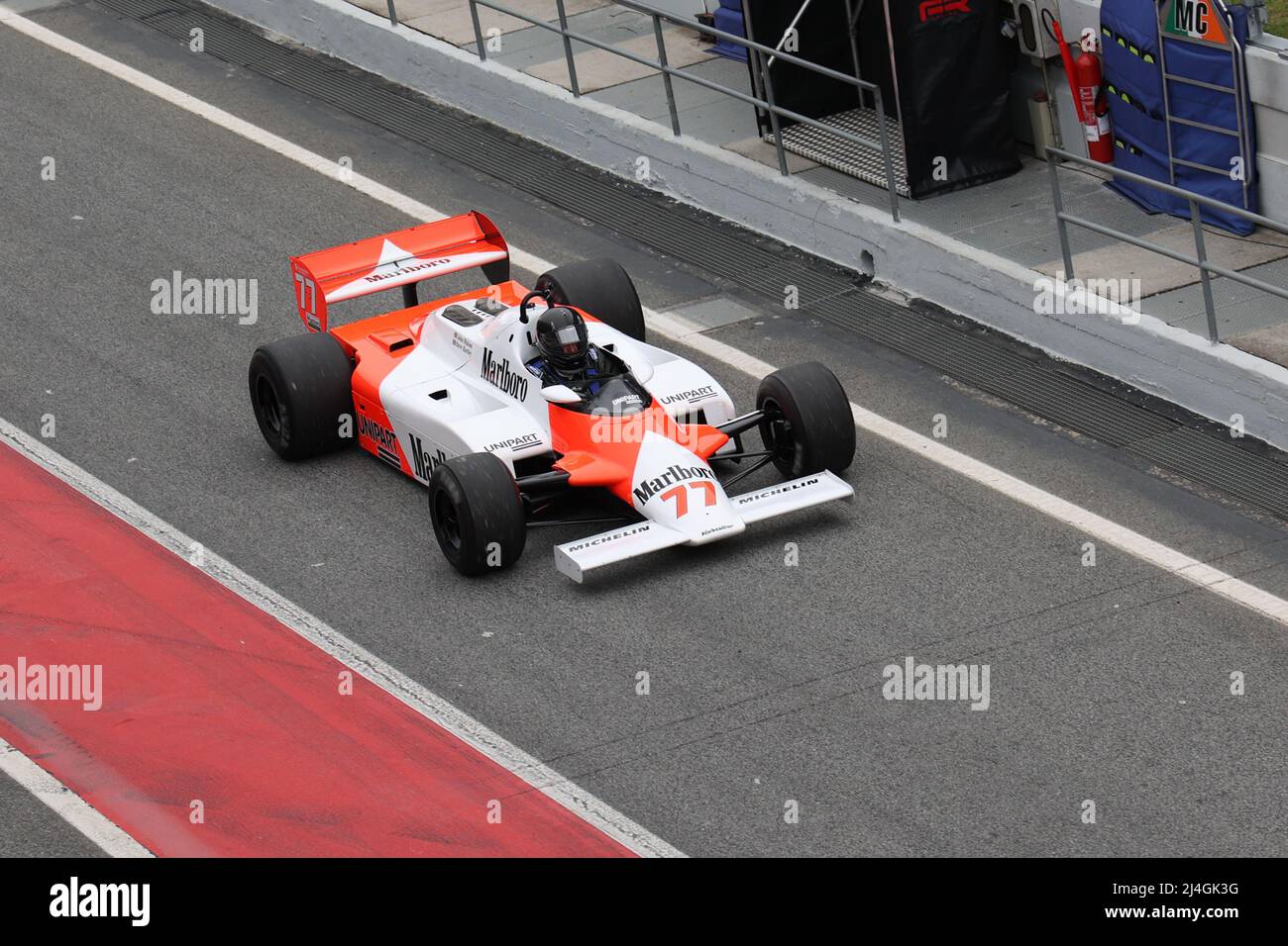 1983 McLaren MP4/1B Formula 1 car taking part in Masters Racing Legends ...