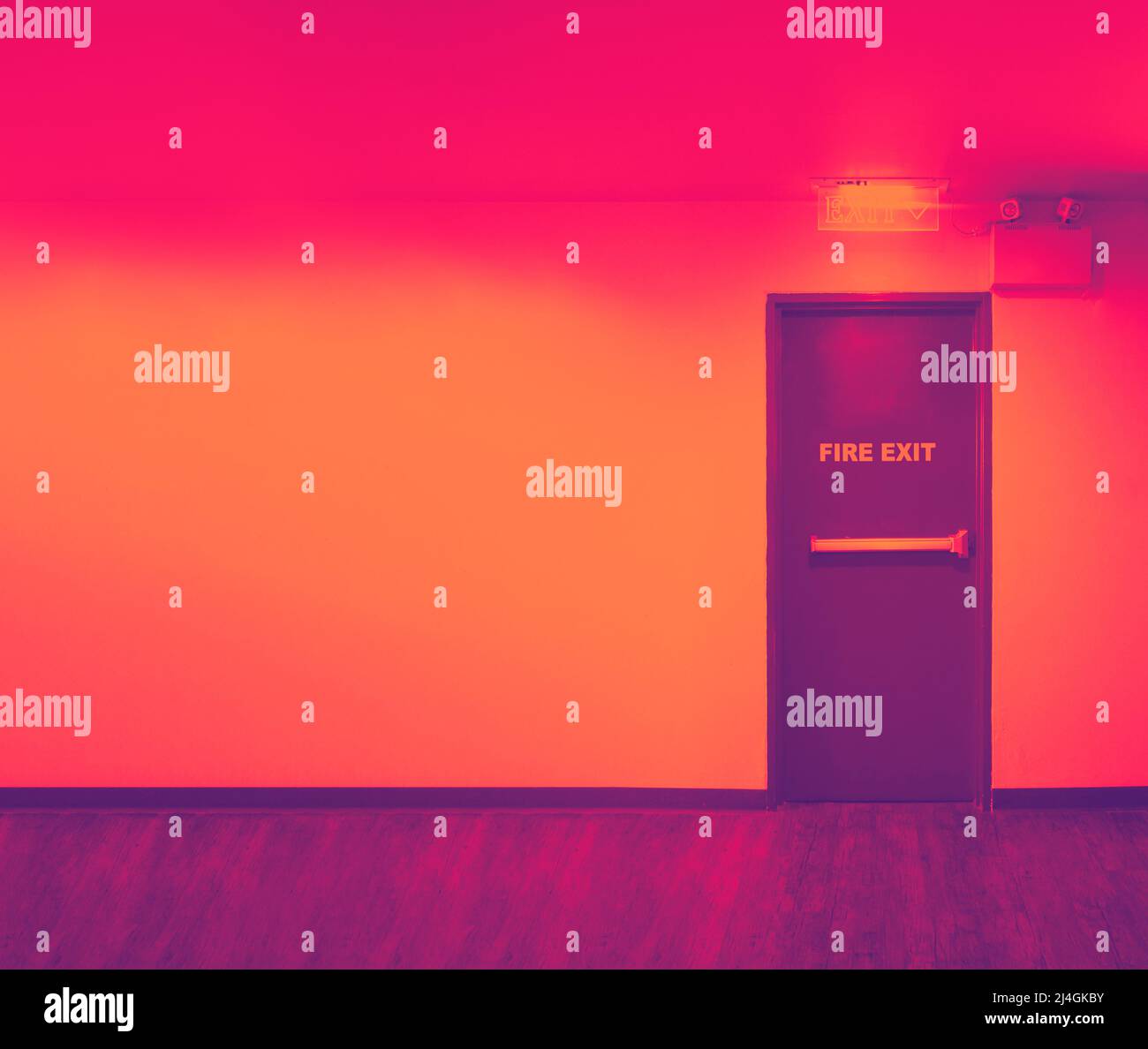 Fire exit door. Fire exit emergency door red color metal material with ...