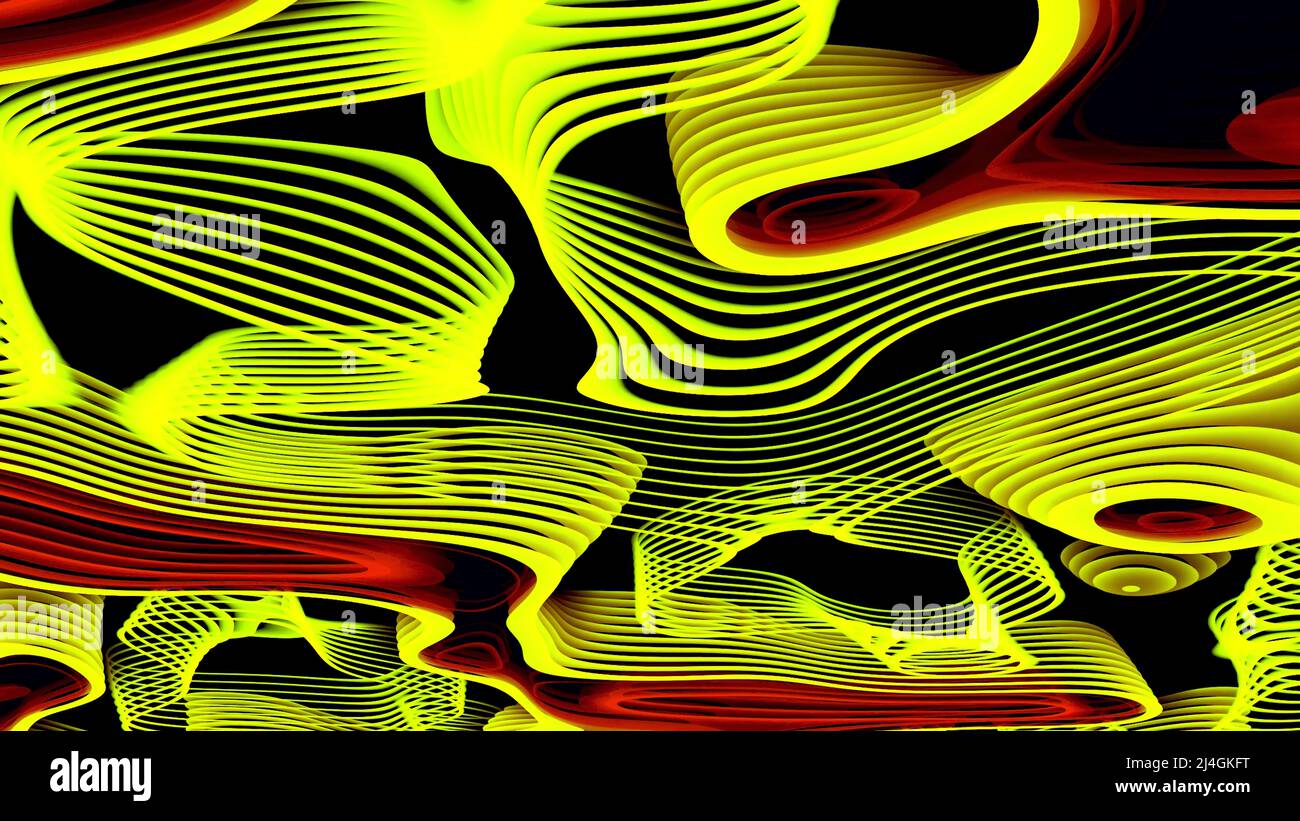 Futuristic animation with topographic lines. Design. Holographic spots of lines in cyberspace ...