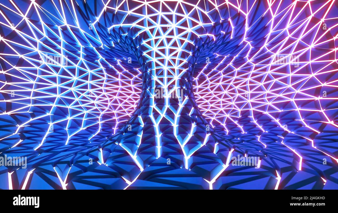 Glowing 3d tornadoes. Design. 3D rotating loop with glowing lines. Sci ...