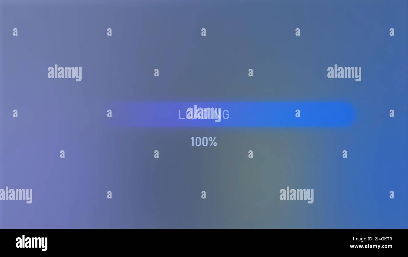 Background with colored loading line with percentages. Motion. Loading ...