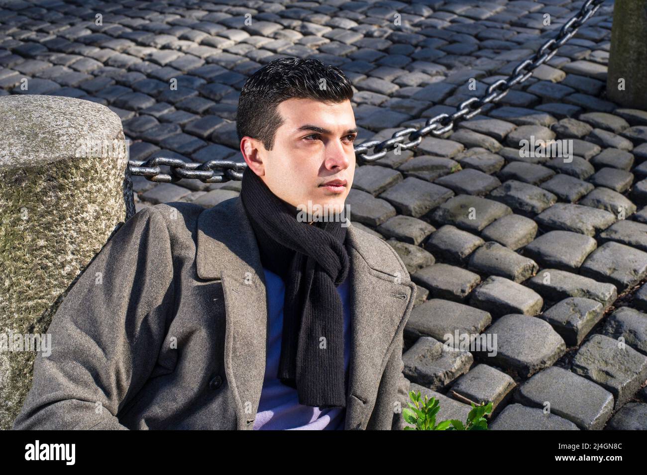 A young guy is hopefully looking up Stock Photo - Alamy