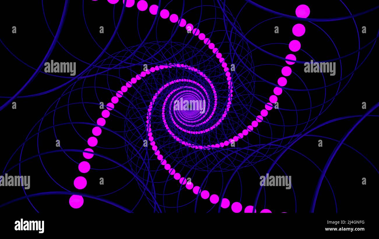 Purple loop with a tunnel.Design. A corridor with purple illuminating ...