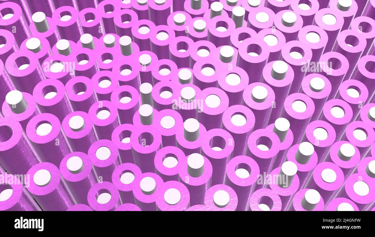 Columns moving in waves. Motion. Animation with lot of moving cylinders ...