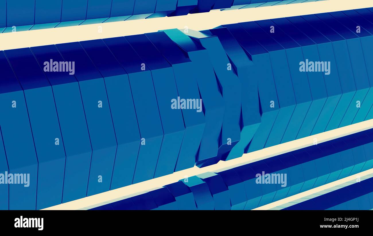 Colored blue rotating pillars creating visual spiral effect. Design ...