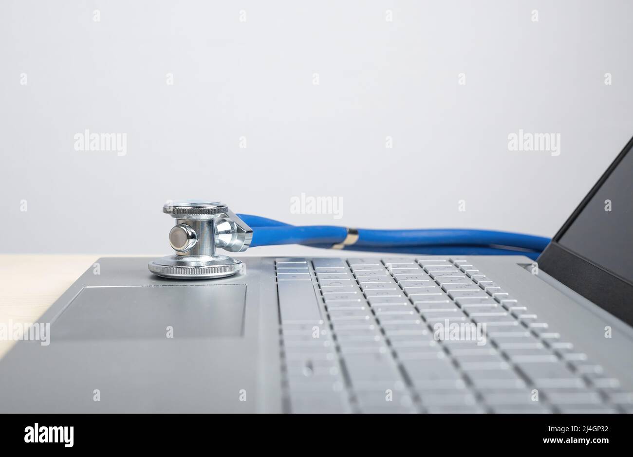 Stethoscope on laptop. Telemedicine, telehealth concept. Medical ...