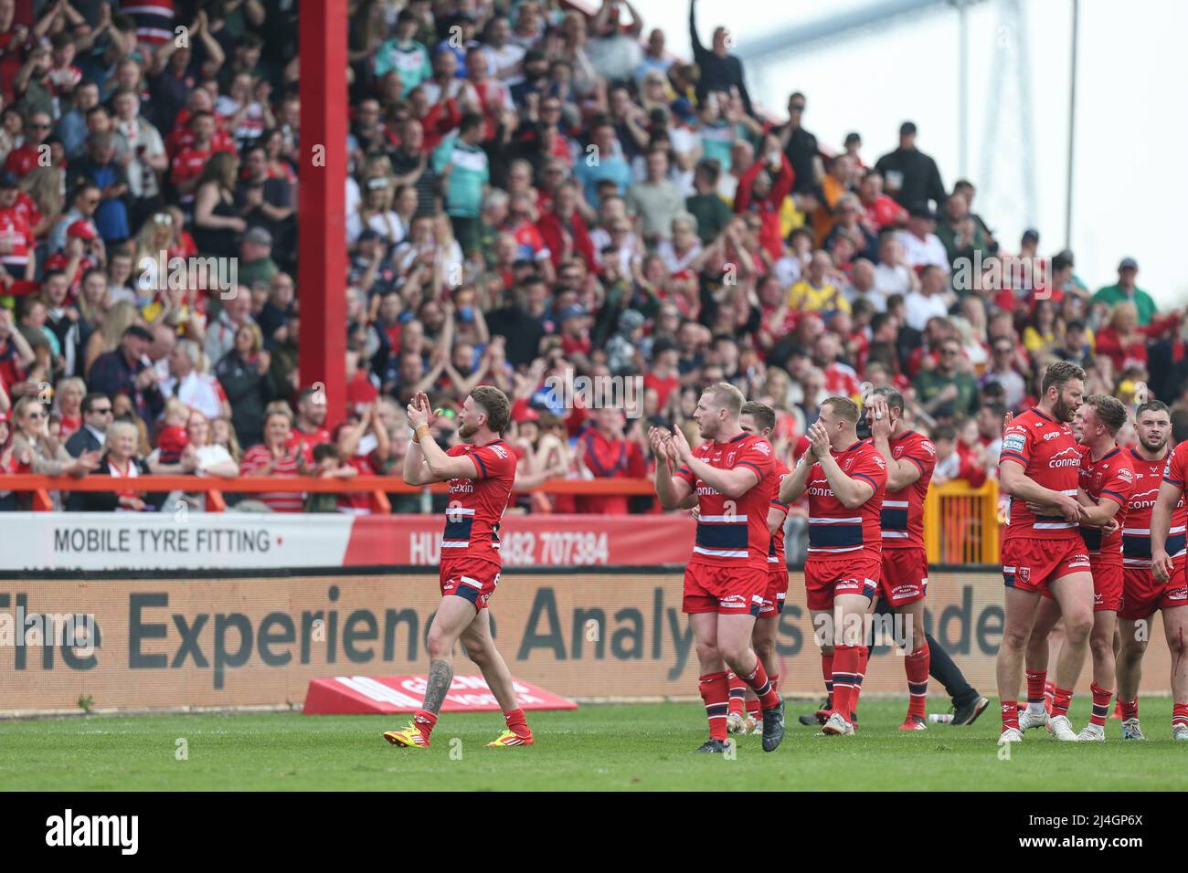 Hull KR players applaud the Rovers fans after the final whistle in, on ...
