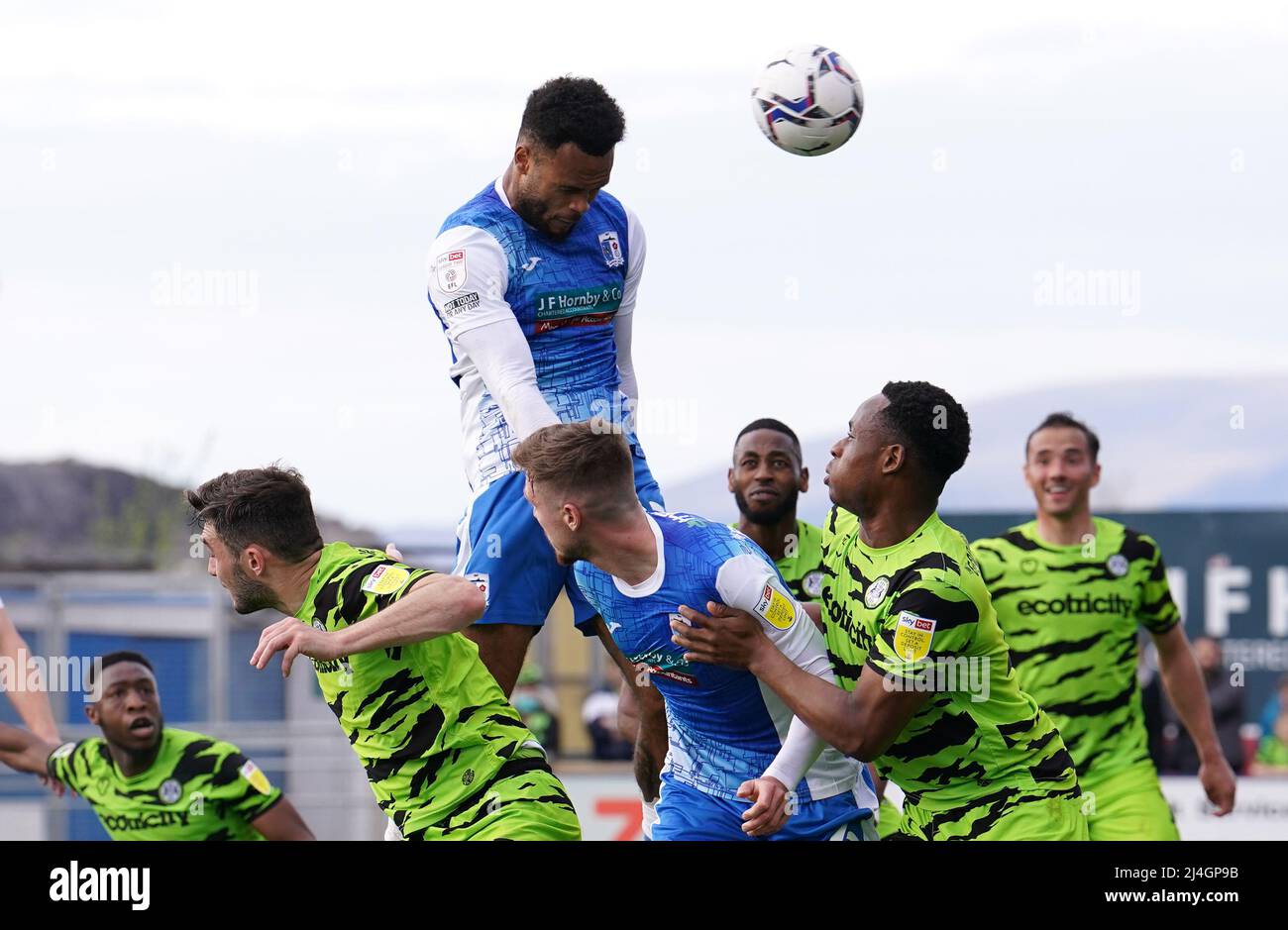 Barrow's Aaron Holloway scores their side's fourth goal of the game ...