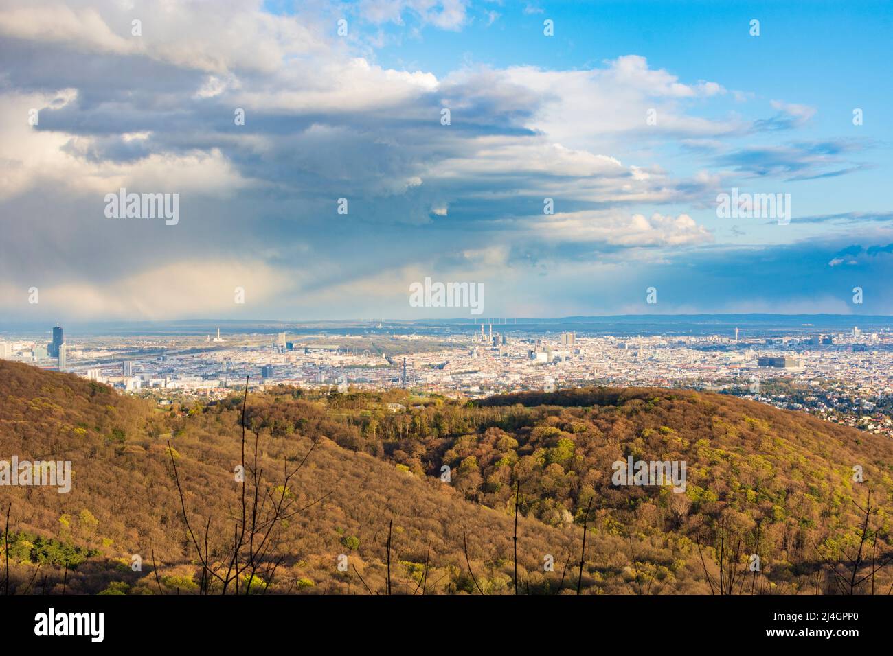Wien, Vienna: view from mountain Hermannskogel to Vienna city center ...