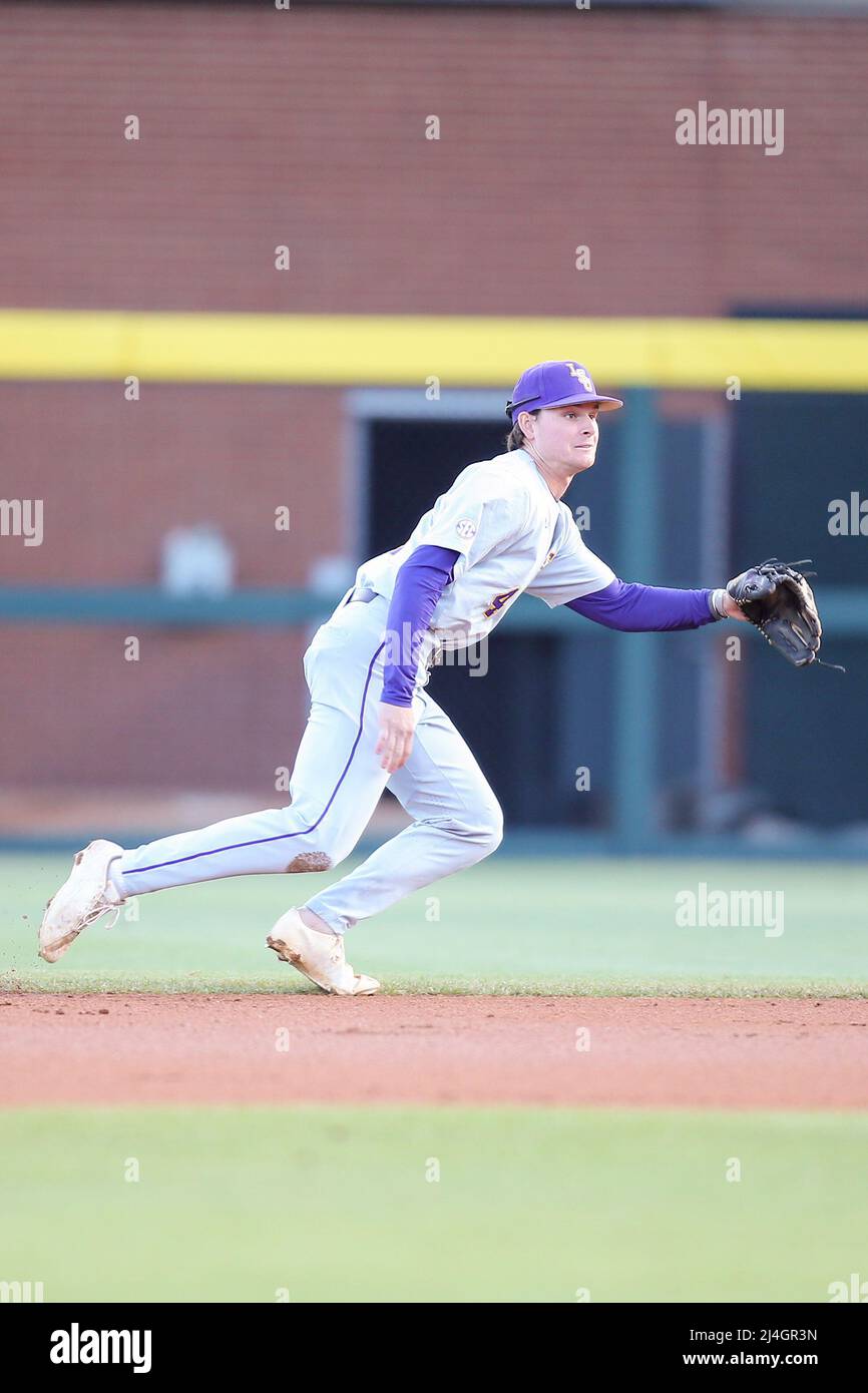April 14, 2022: Cade Doughty #4 Tigers second baseman moves to his left ...
